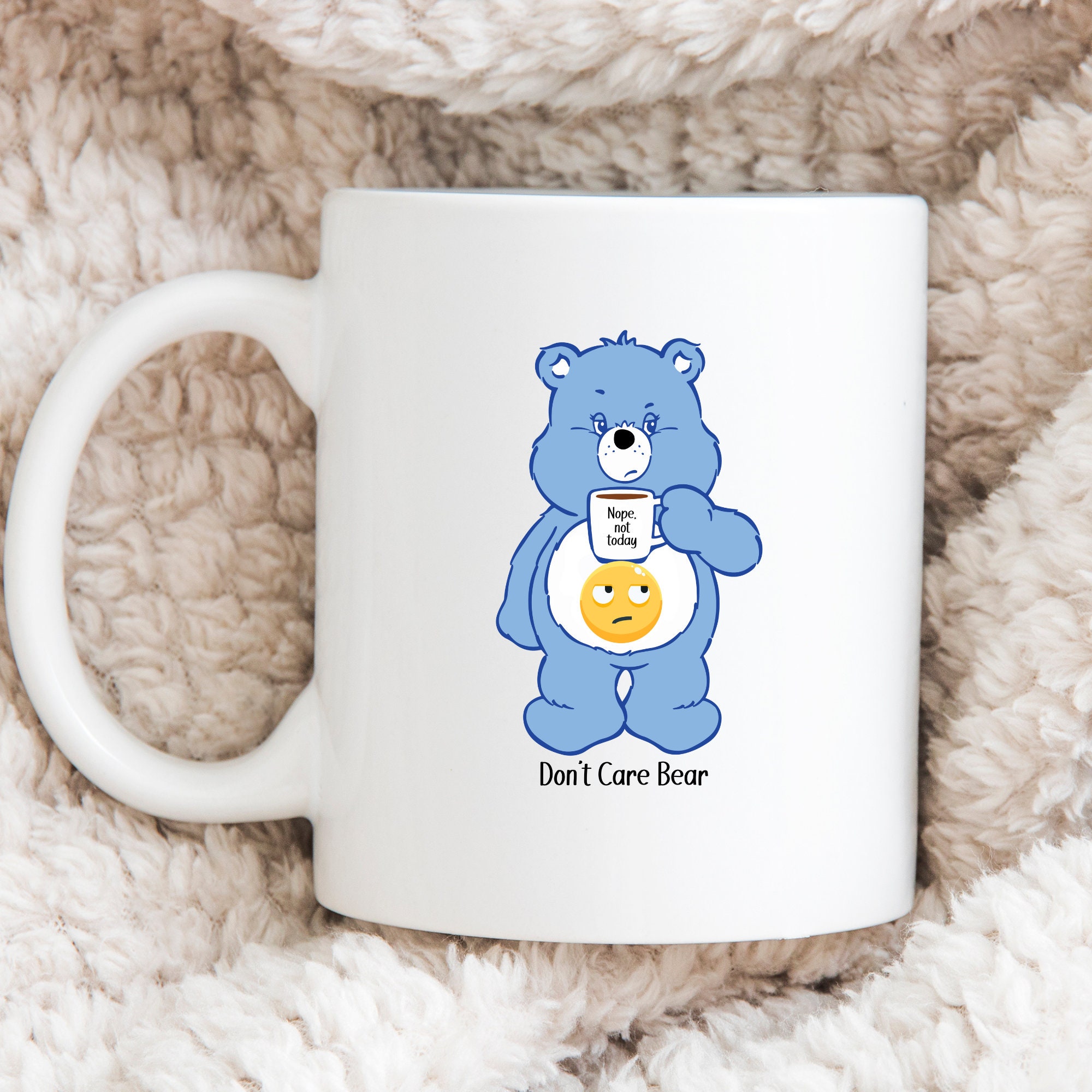 Funny Retro 80's Care Bear Ceramic Mug 11oz, Don't Care Bear Coffee Cup, Coffee Lover's Gift ...