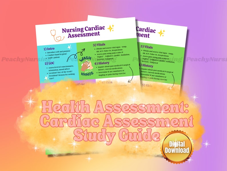 Cardiac Assessment Study Guide, Nursing Health Assessment, Nursing ...