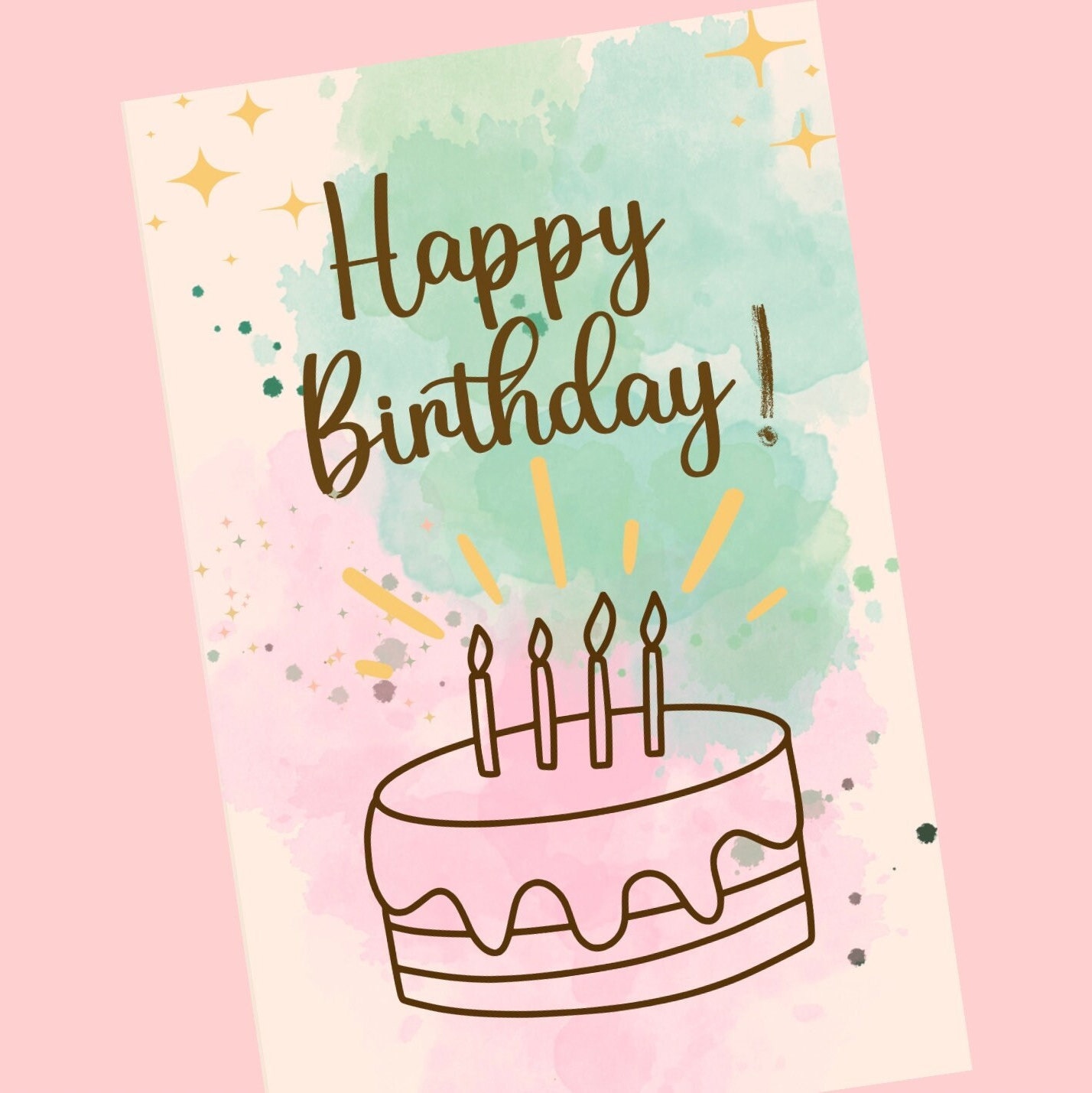 Printable Foldable Simple Birthday Card - Etsy