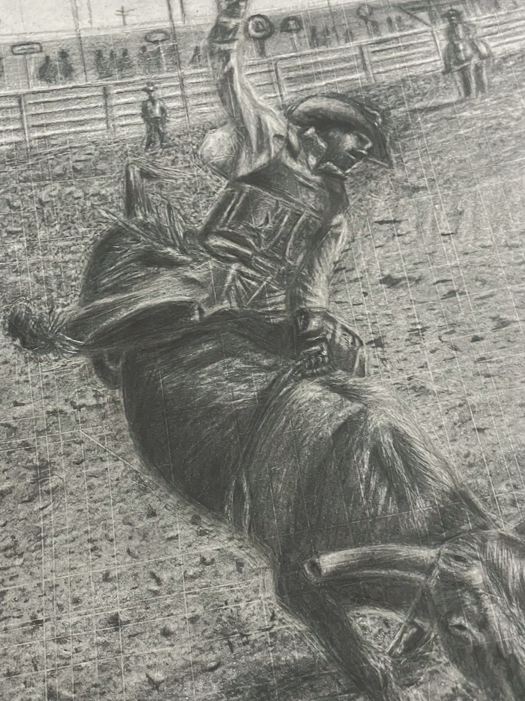 Bull Rider Drawing. Pencil Drawing. Bull Drawing - Etsy