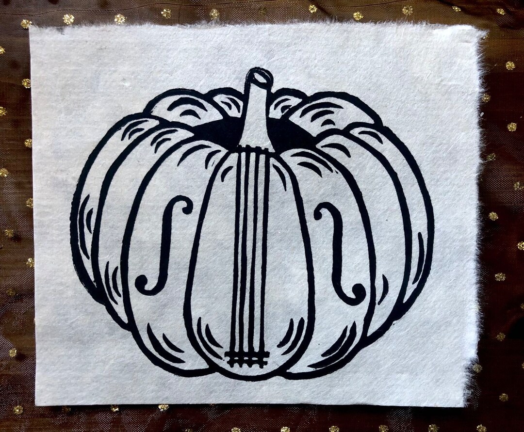 Halloween Folk Music Pumpkin Mandolin Linocut Greeting Card - Etsy