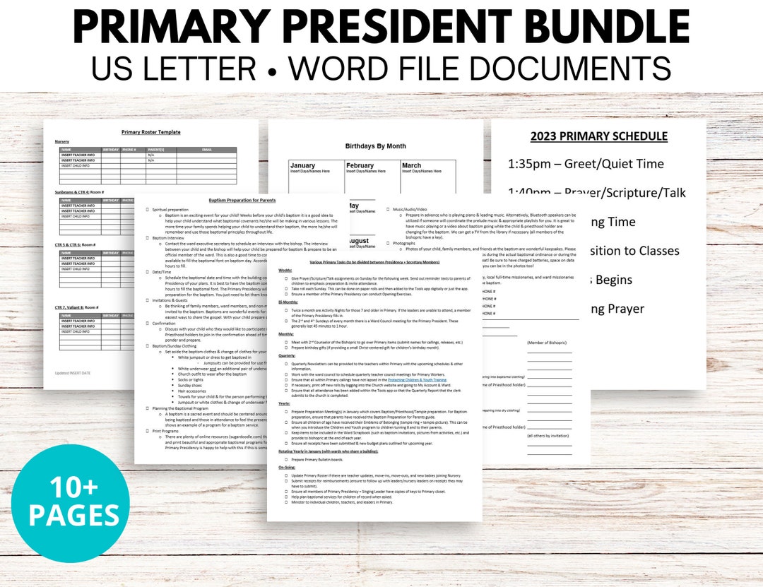 Primary President Organization Bundle (LDS, Mormon, Church of Jesus ...