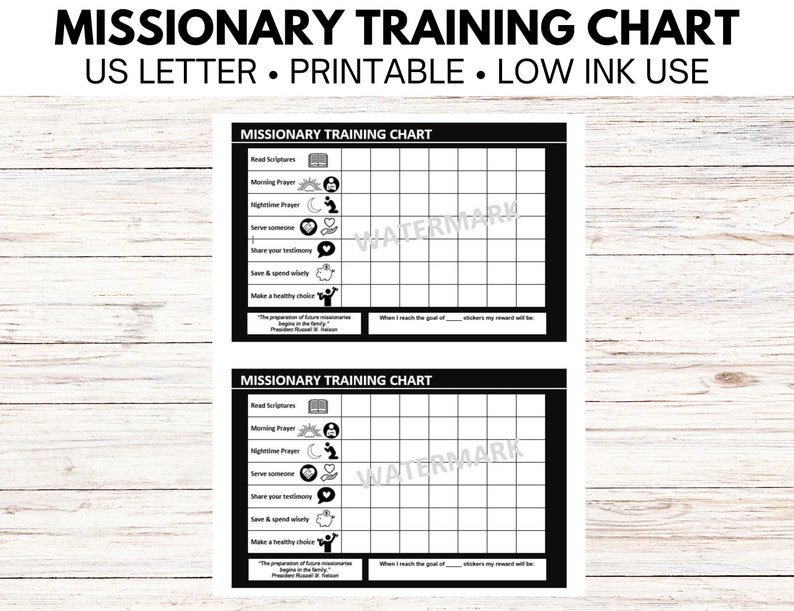 Printable Missionary Training Reward Chart for Primary Aged Children - Etsy