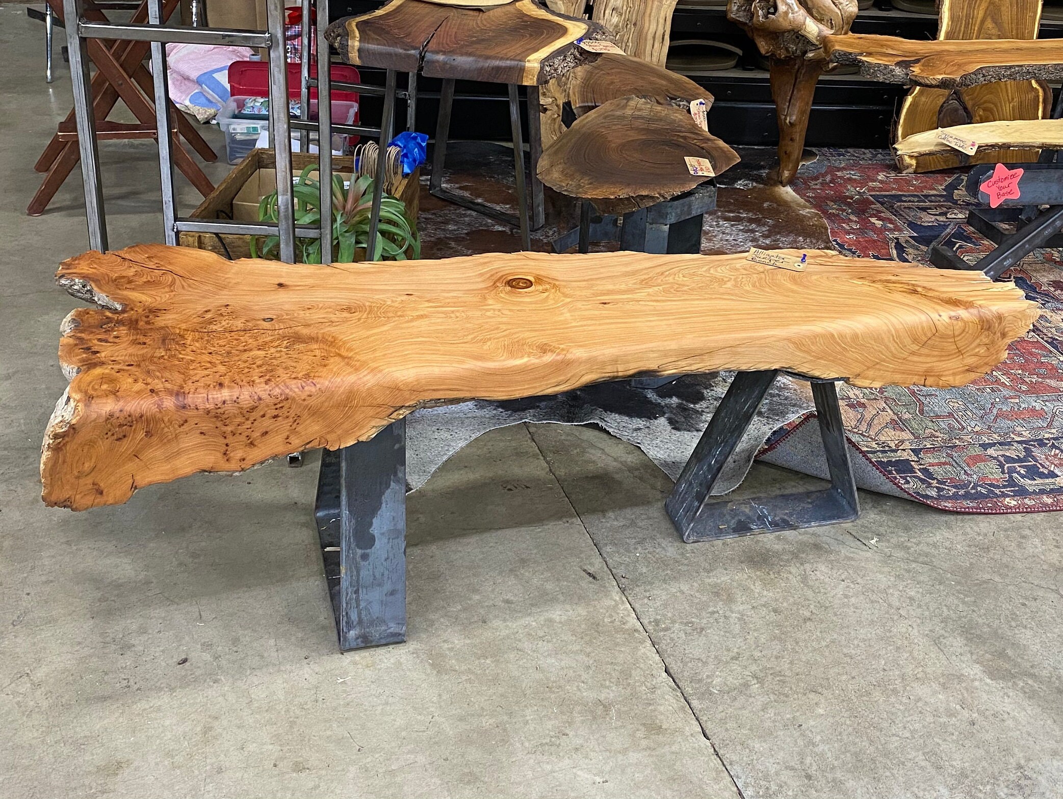 Handcrafted Alligator Juniper Entry Bench With Huge Burl - Etsy
