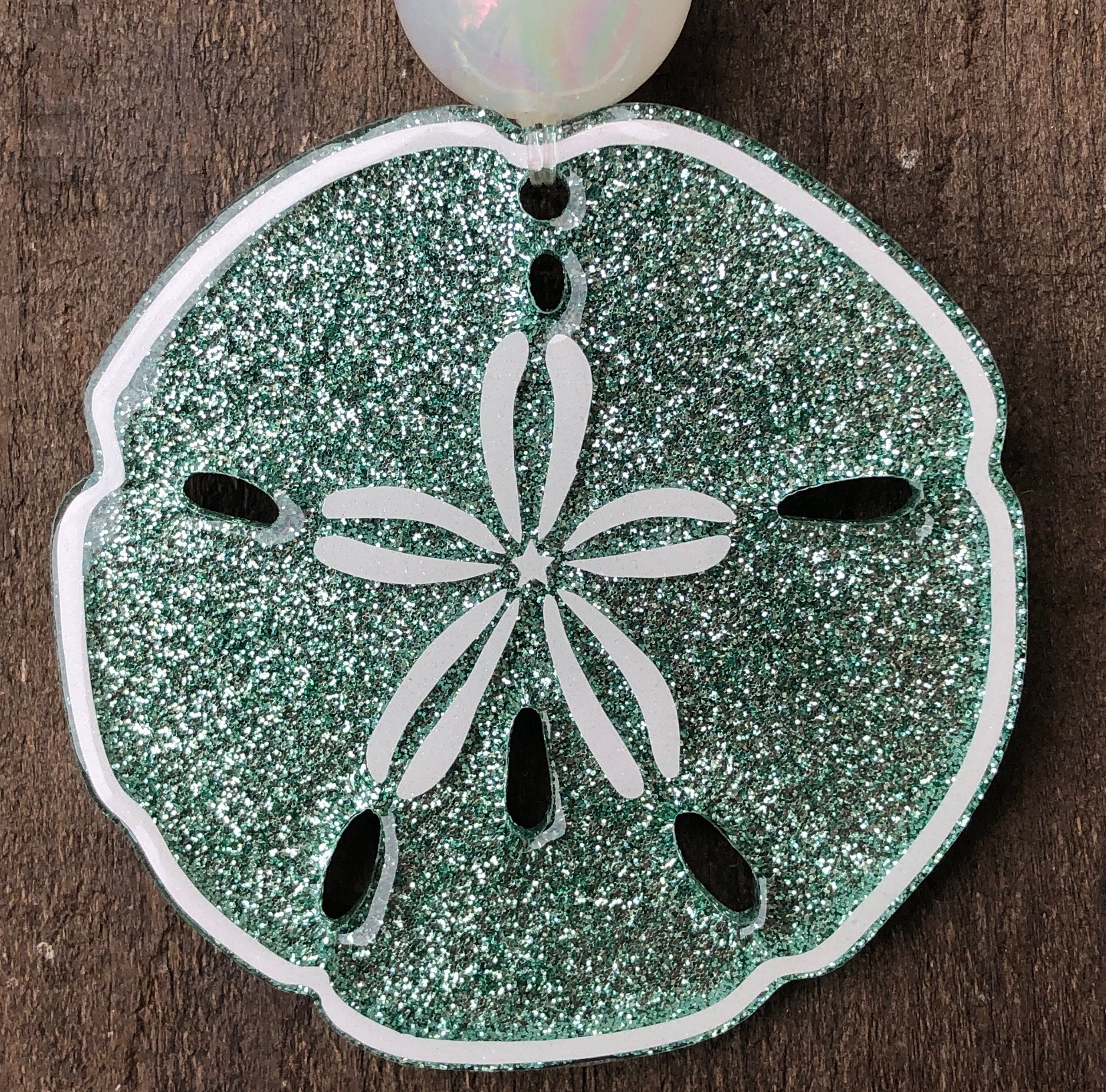 Sand Dollar Beach Mint Light Green Shell Glitter Keychain Car Charm ...