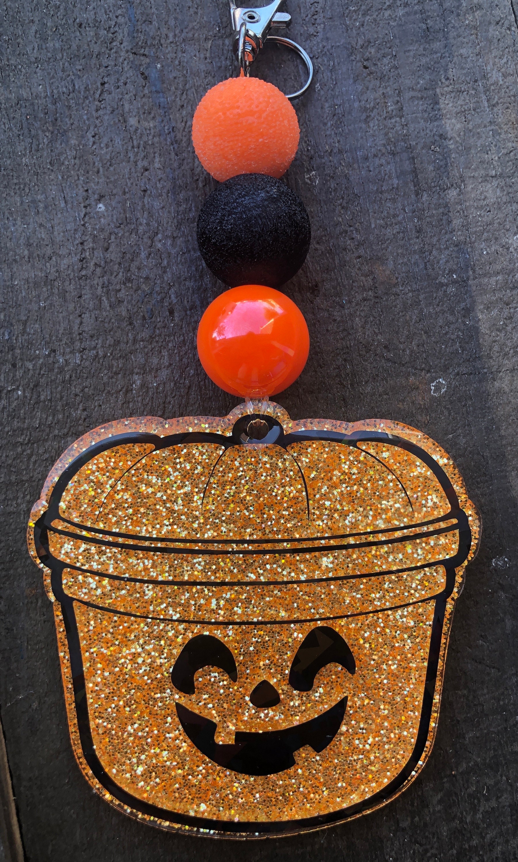 Halloween Glitter Acrylic Boo Bucket Keychain, Spooky Fall Decor - Etsy