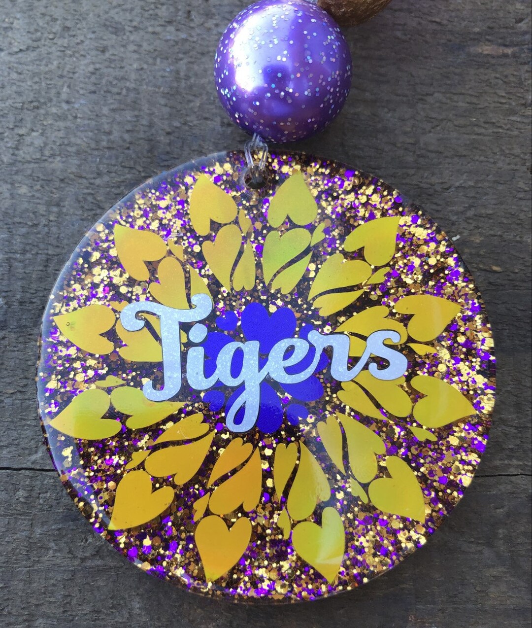 Team Spirit Glitter Acrylic Keychain, Flower Charm, Mascot Tag - Etsy
