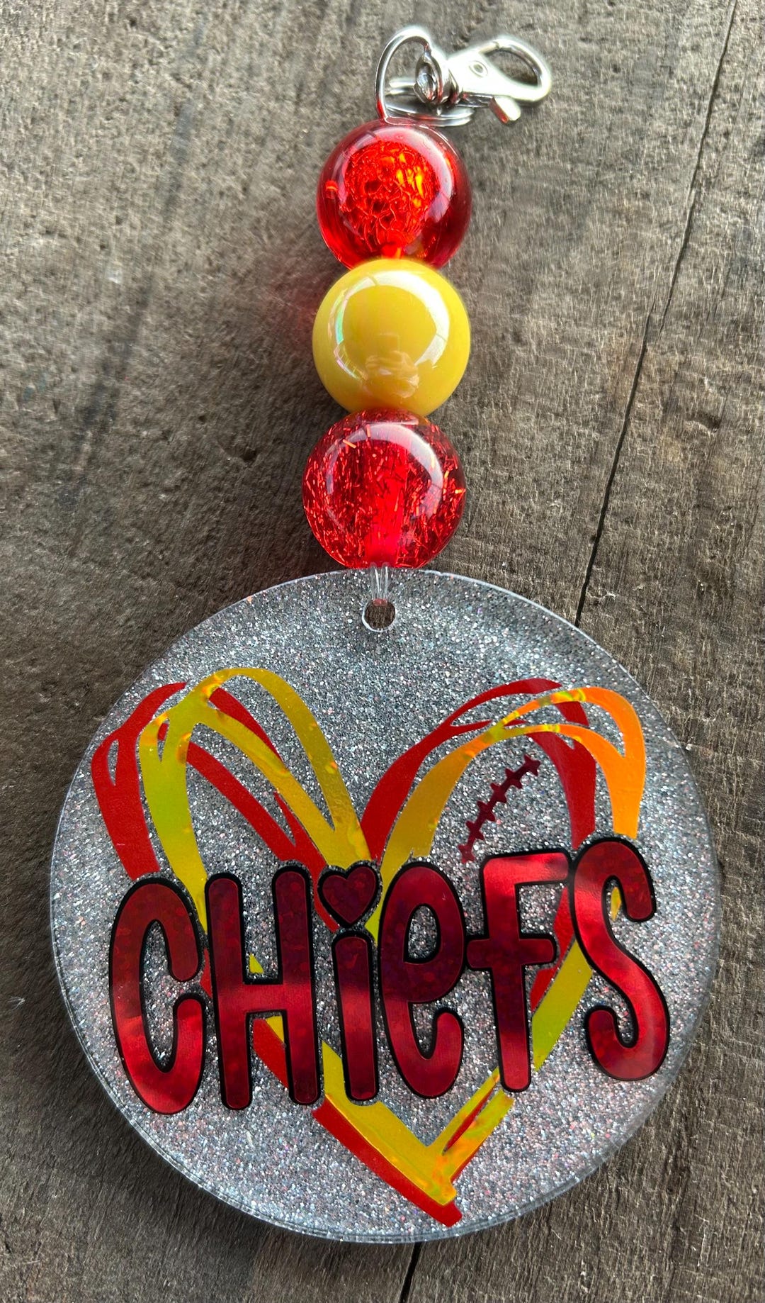 Chiefs Heart Keychain/bag Clip, Football KC Charm, Car Bogg, Sports Fan ...