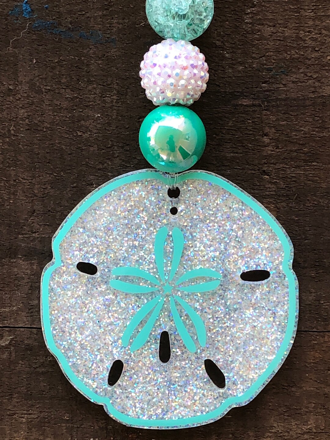 Glitter Sand Dollar Keychain, Car Charm With Bubblegum Beads - Etsy