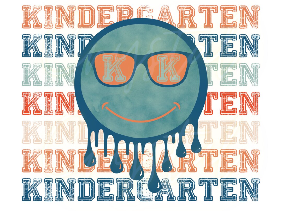 Retro Drippy Smiley Face Kindergarten PNG - Back to School (digital ...