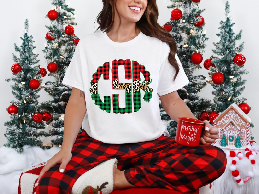 Red & Green Buffalo Plaid Custom Monogram PNG | Buffalo Plaid and ...