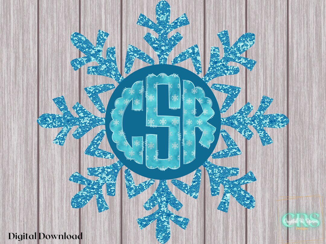 Icy Blue Snowflake Custom Monogram PNG Winter Snowflake Single Custom ...