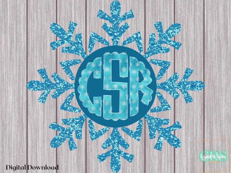 Icy Blue Snowflake Custom Monogram PNG Winter Snowflake Single Custom ...