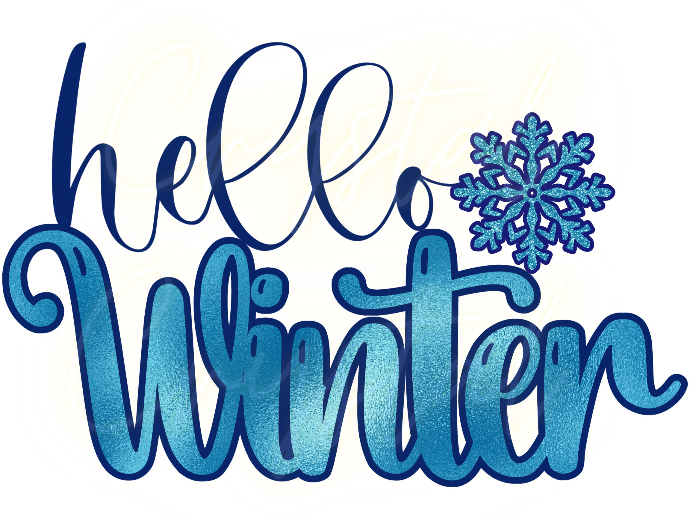Hello Winter PNG | Icy Blue Winter Theme Sublimation Design | Hello ...