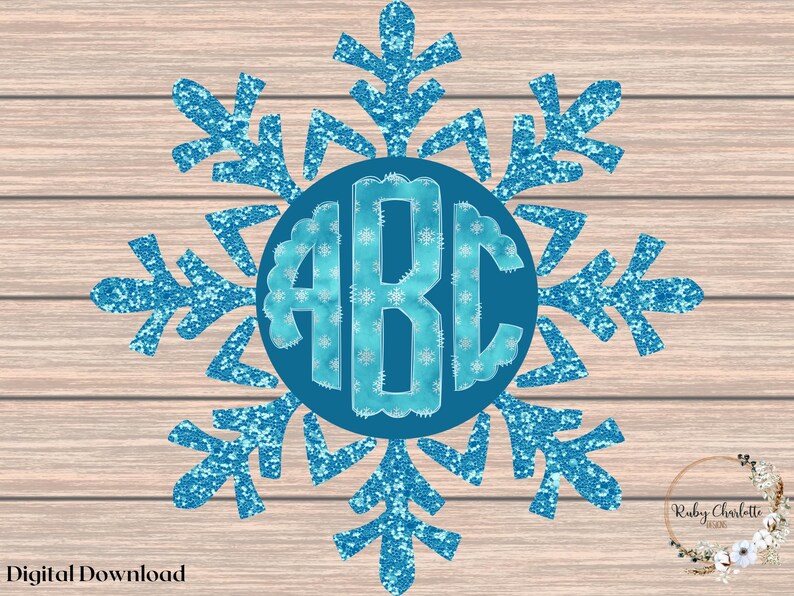 Icy Blue Snowflake Custom Monogram PNG | Winter Snowflake Single Custom ...