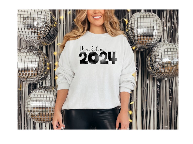 Hello 2024 PNG NYE Theme Sublimation Design New Years Eve Digital Download 2024 Black and Silver ...
