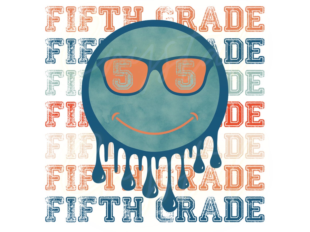 Retro Drippy Smiley Face 5th Grade Design PNG (digital Download) - Etsy