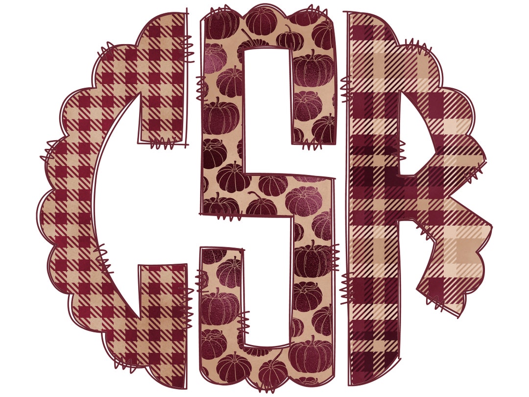 Burgundy Fall Pumpkin Custom Monogram PNG | Burgundy Custom Single ...