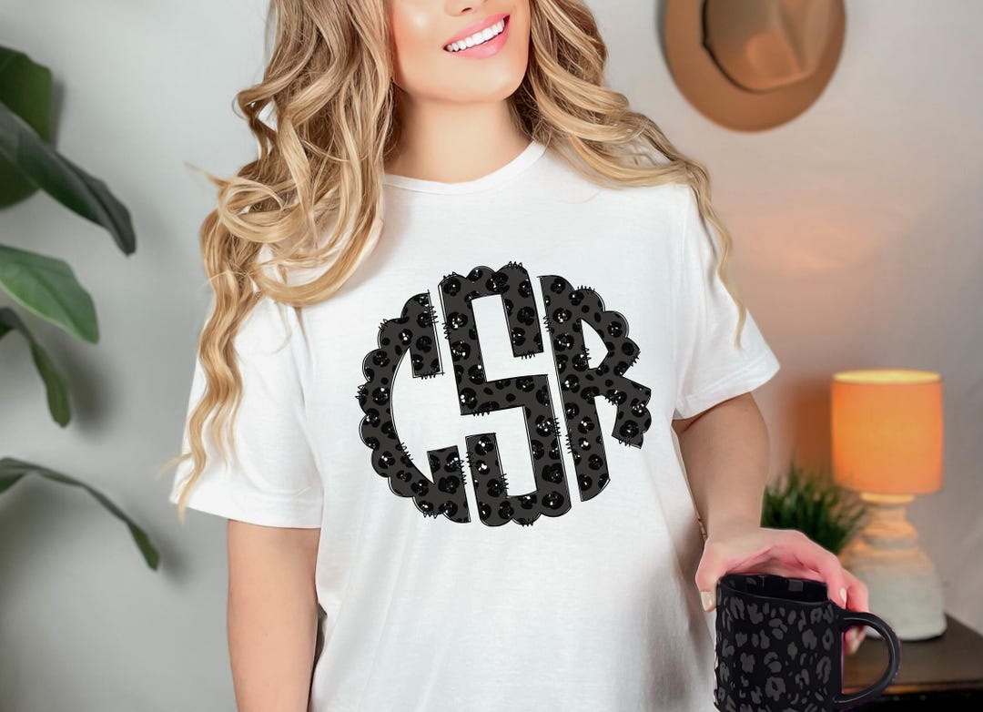 Black Glitter Leopard Print Custom Monogram Made to Order Design - Etsy