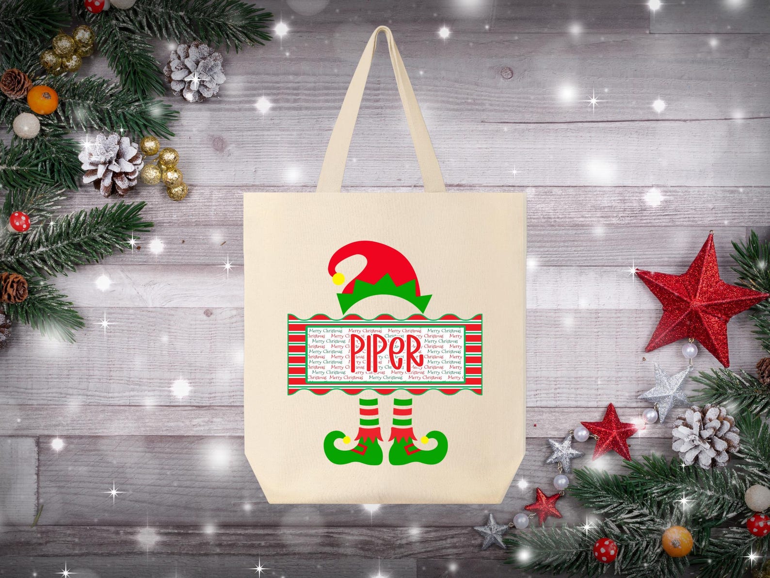 Christmas Elf Custom Name Tag | Holiday Theme Kids Name Tag | Cute ...