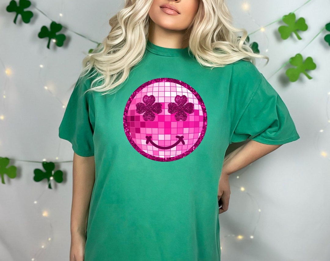 Pink St. Patrick's Day Disco Smiley Face PNG (instant Download) - Etsy
