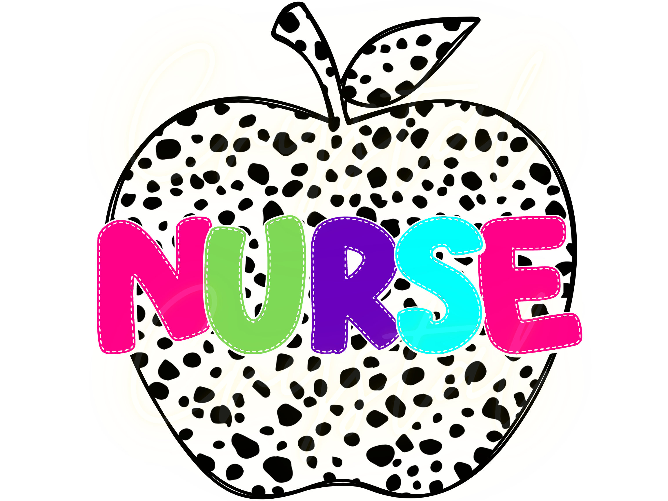 Dalmatian Print School Nurse Apple PNG - Back to School (digital ...