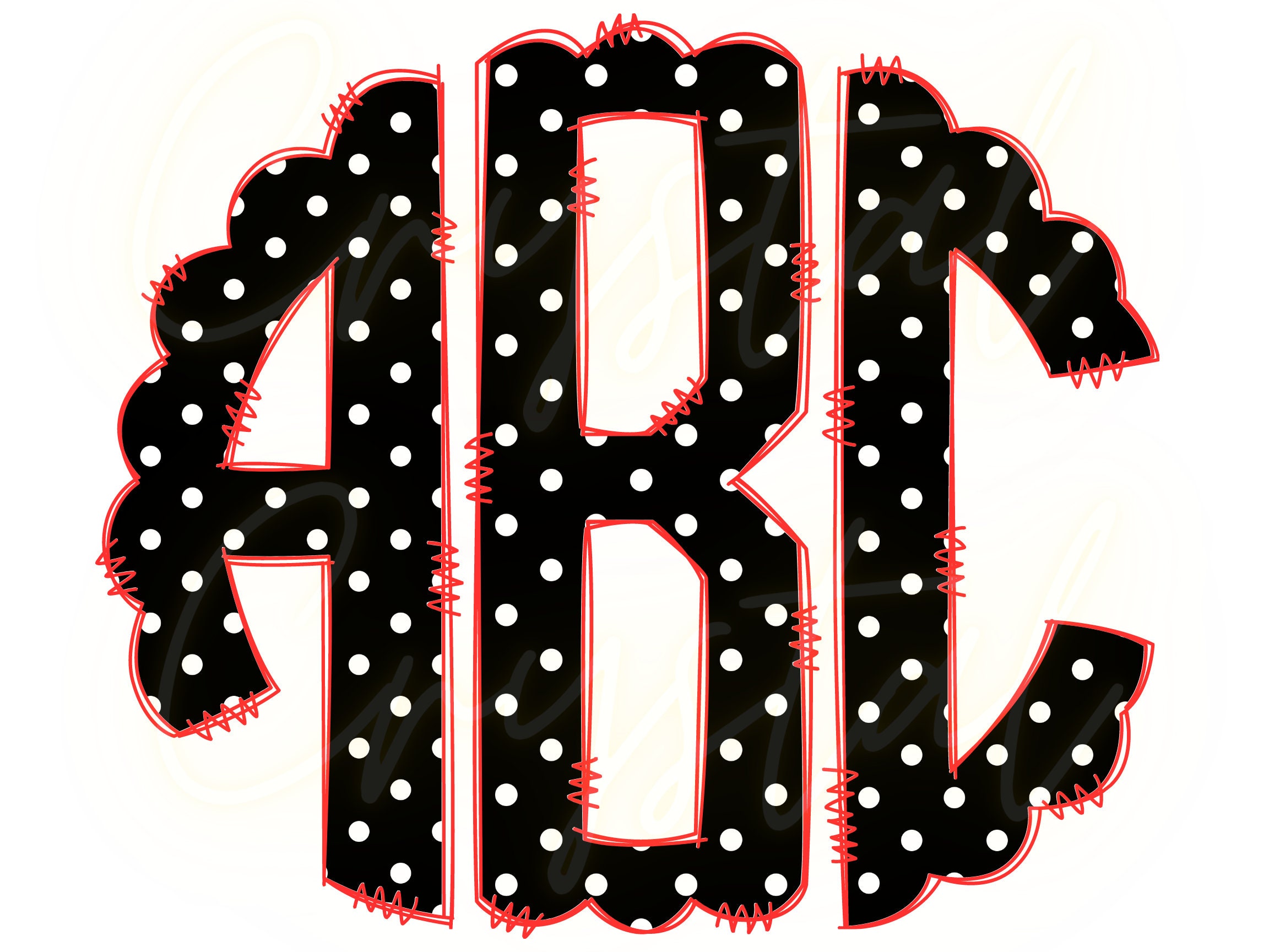 Black Polka Dot Custom Monogram PNG (digital Download) - Etsy