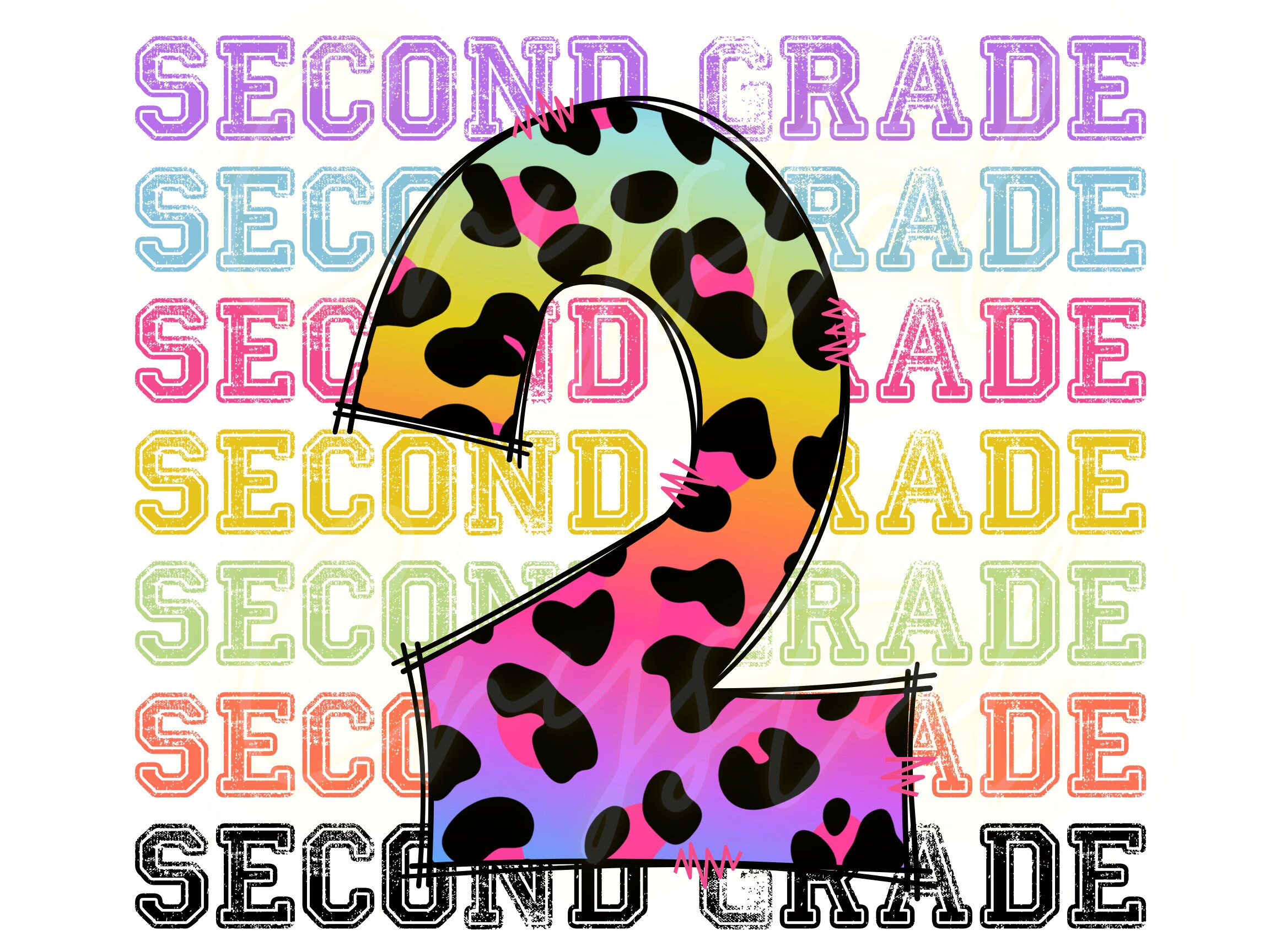 Rainbow Leopard 2nd Grade School Design Second Grade PNG 2nd Grade ...