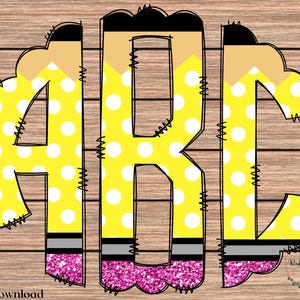 School Pencil Custom Monogram Png | Cute Pencil Single Custom Monogram ...