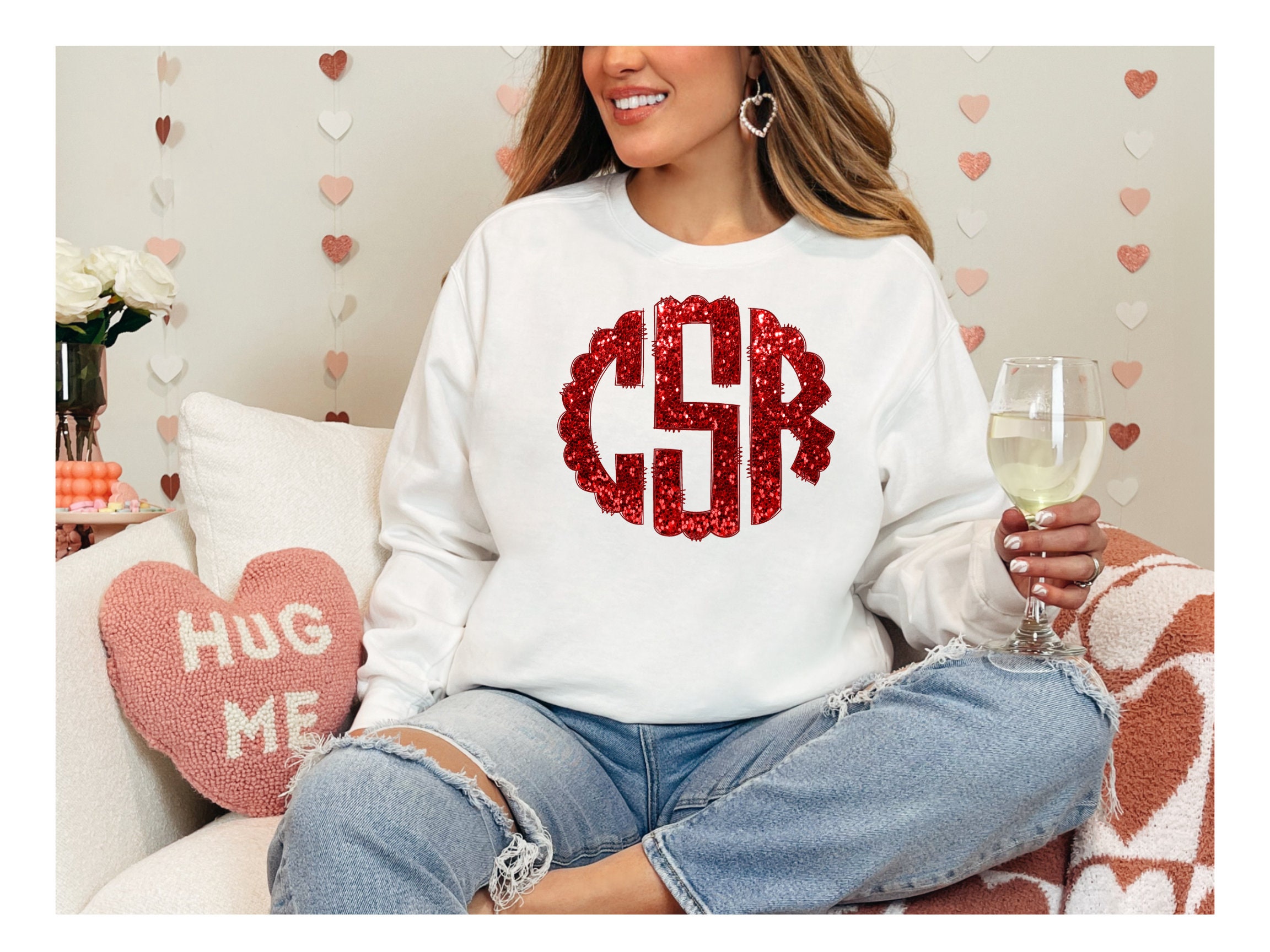 Faux Red Sequin Monogram | Personalized Valentine's Day Initials PNG ...