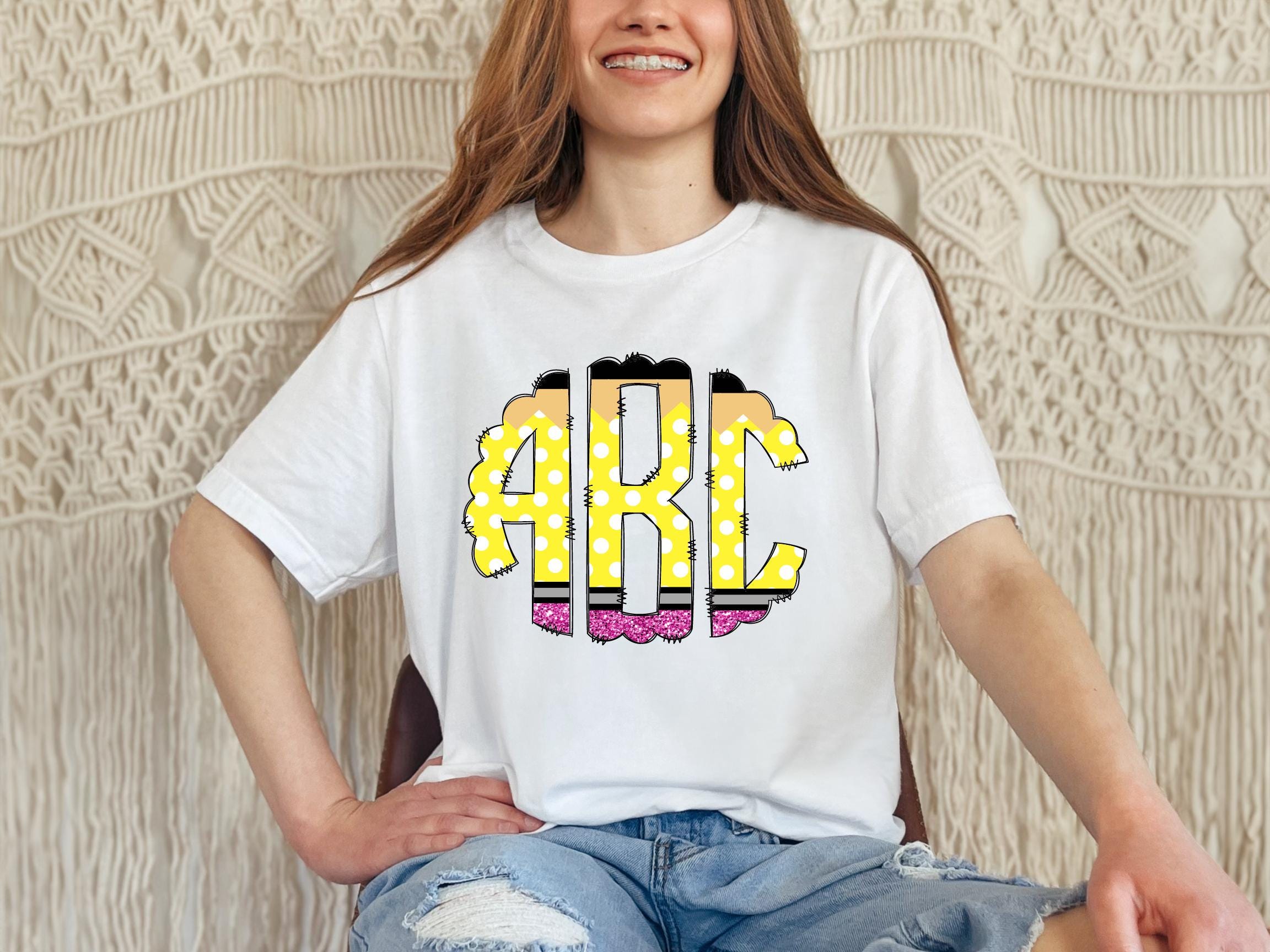 School Pencil Custom Monogram Png Cute Pencil Single Custom Monogram ...