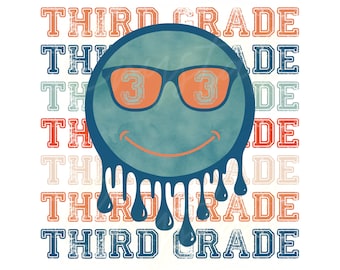 Third Grade Smiley Face, 3rd Grade, Back to School, Digital File ...