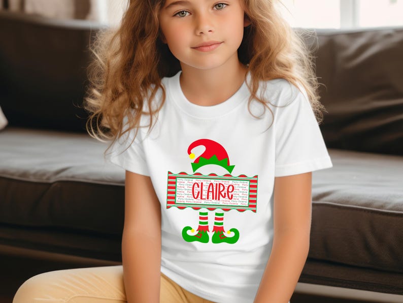 Christmas Elf Custom Name Tag | Holiday Theme Kids Name Tag | Cute ...