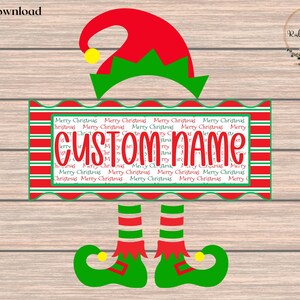Christmas Elf Custom Name Tag | Holiday Theme Kids Name Tag | Cute ...