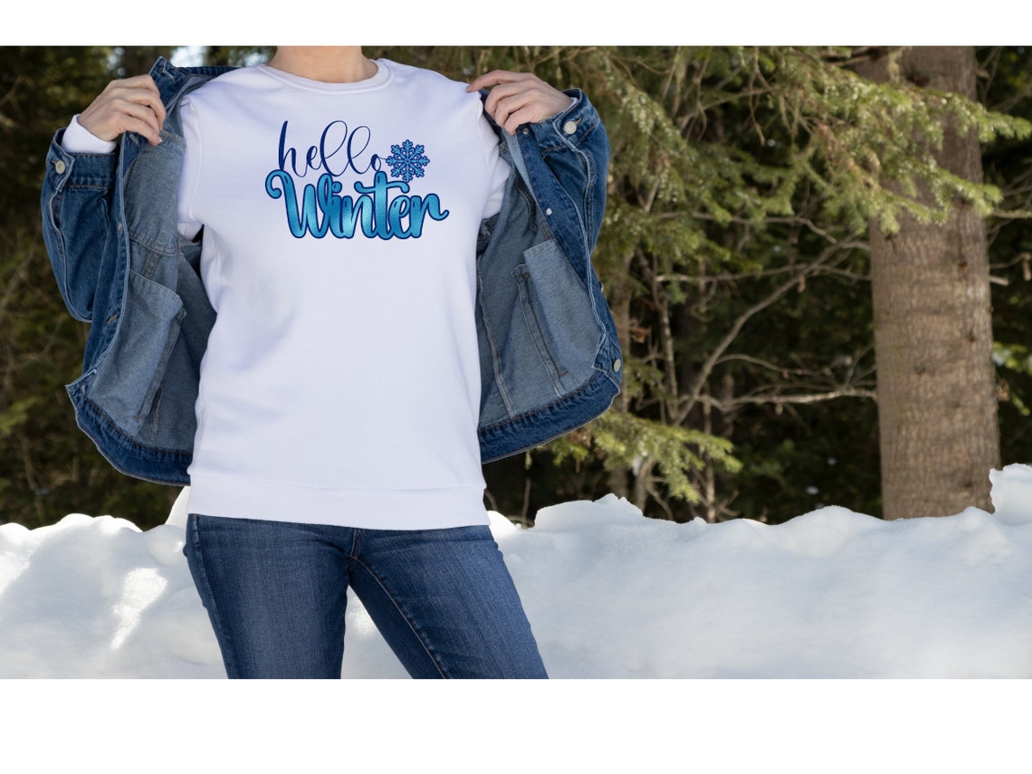 Hello Winter PNG Icy Blue Winter Theme Sublimation Design Hello Winter ...