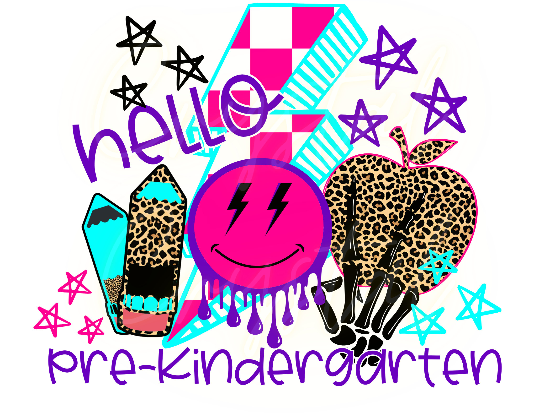 Trendy Hello Pre-kindergarten PNG - Back to School Design (digital ...