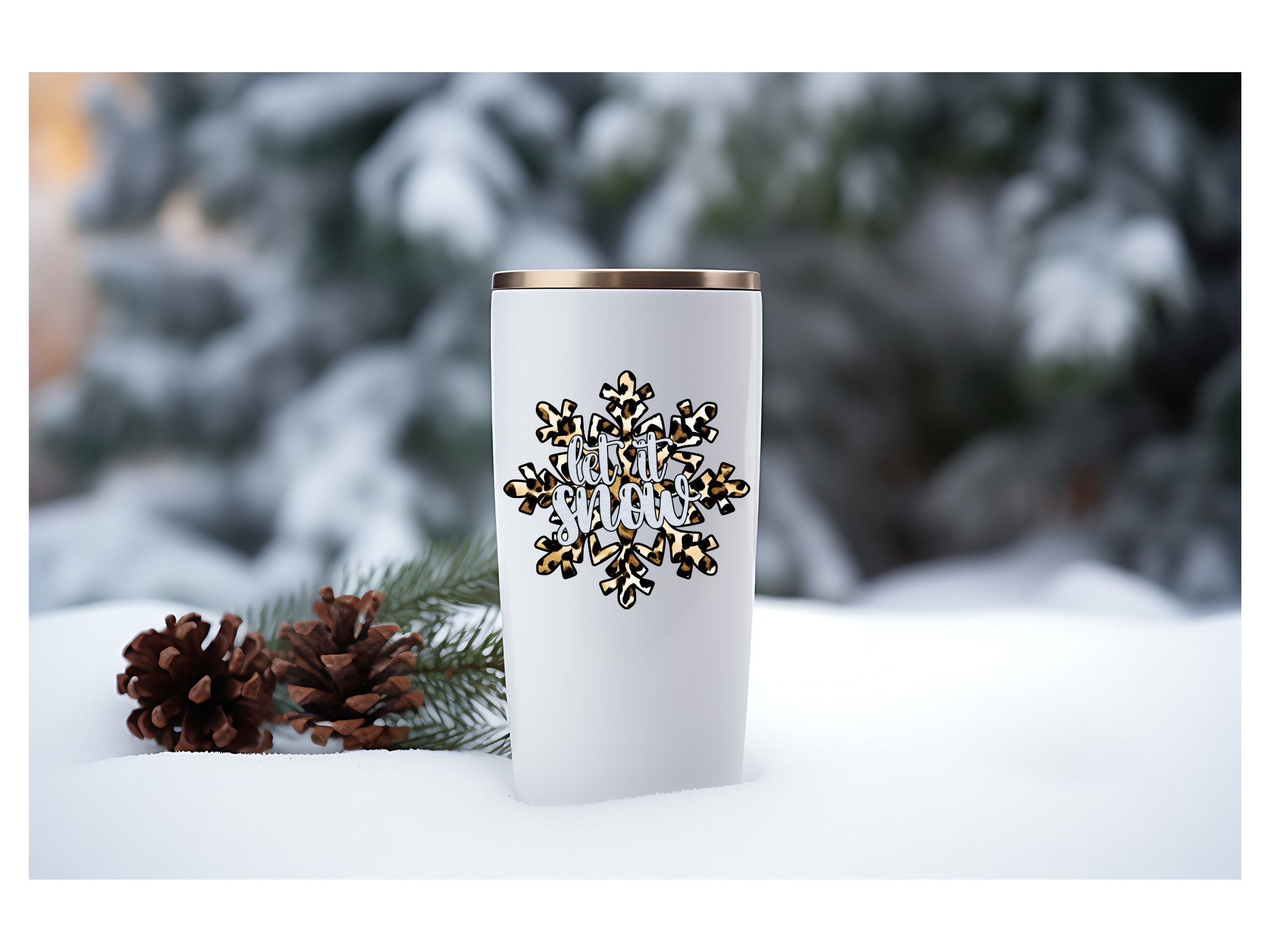 Let It Snow PNG Leopard Print Snowflake Design Wintertime Sublimation ...