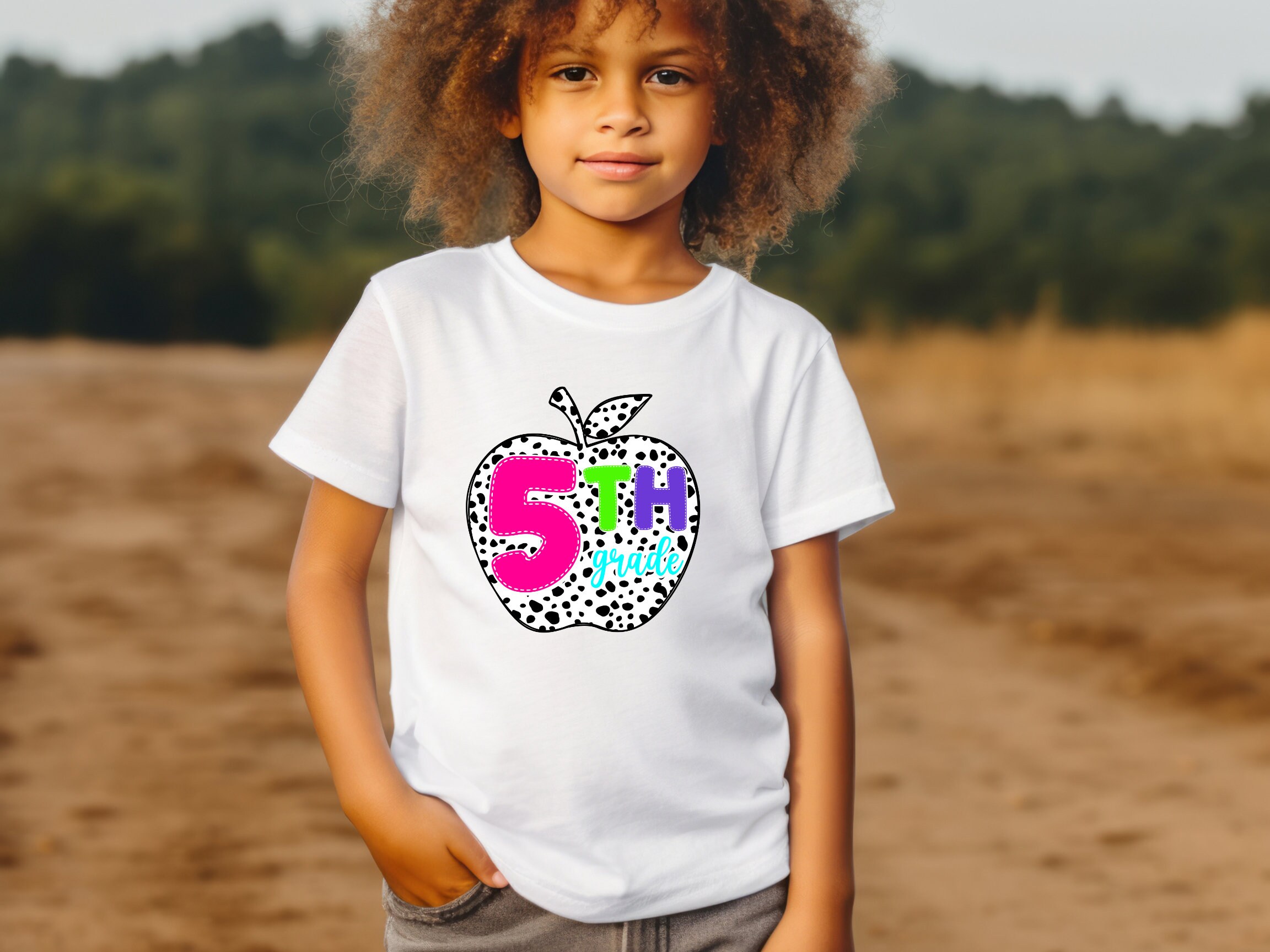 5th Grade Apple Design: Dalmatian Print, Back to School (PNG) - Etsy