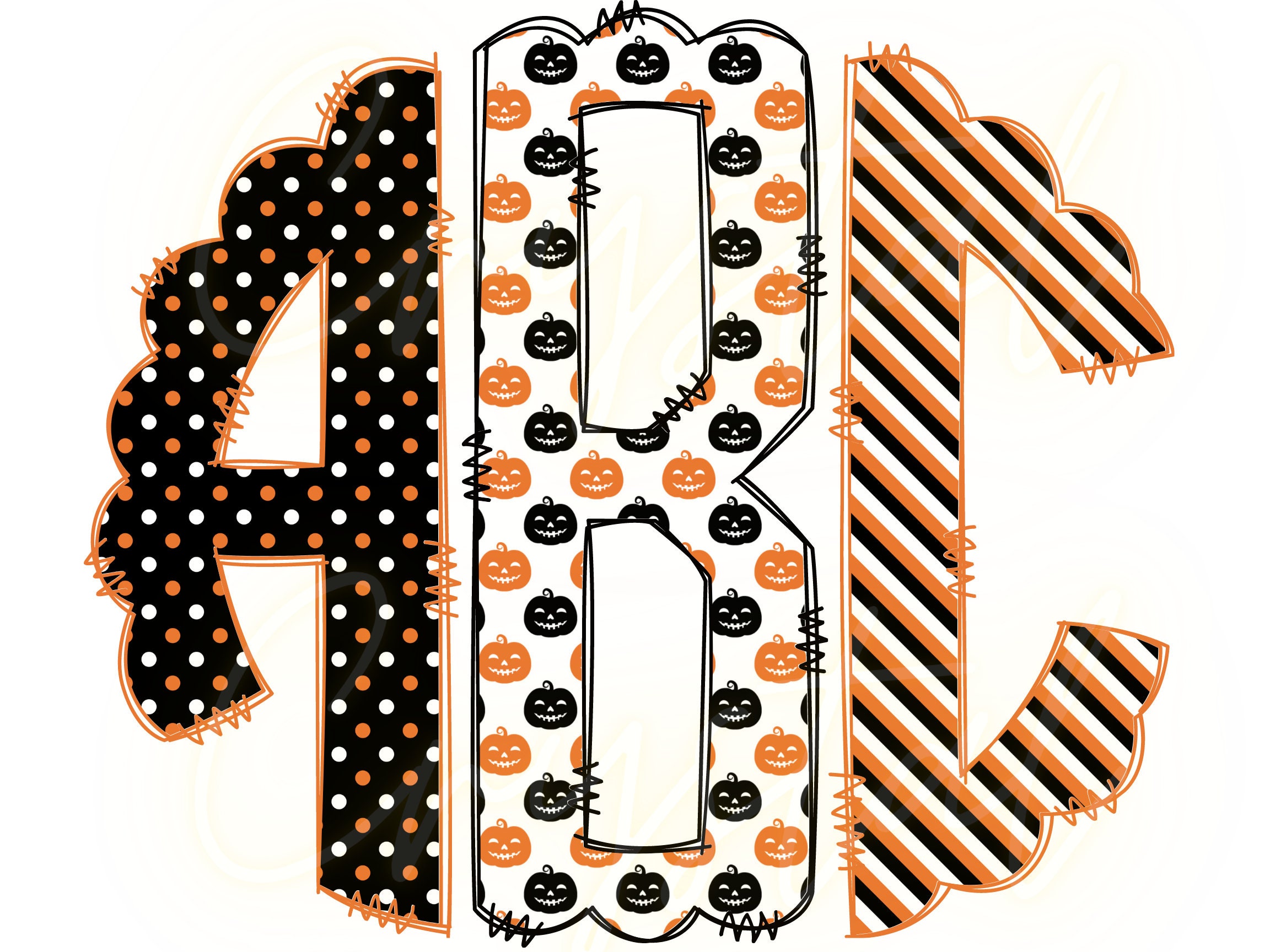 Halloween Custom Monogram PNG Halloween Pumpkins Custom Single Monogram ...