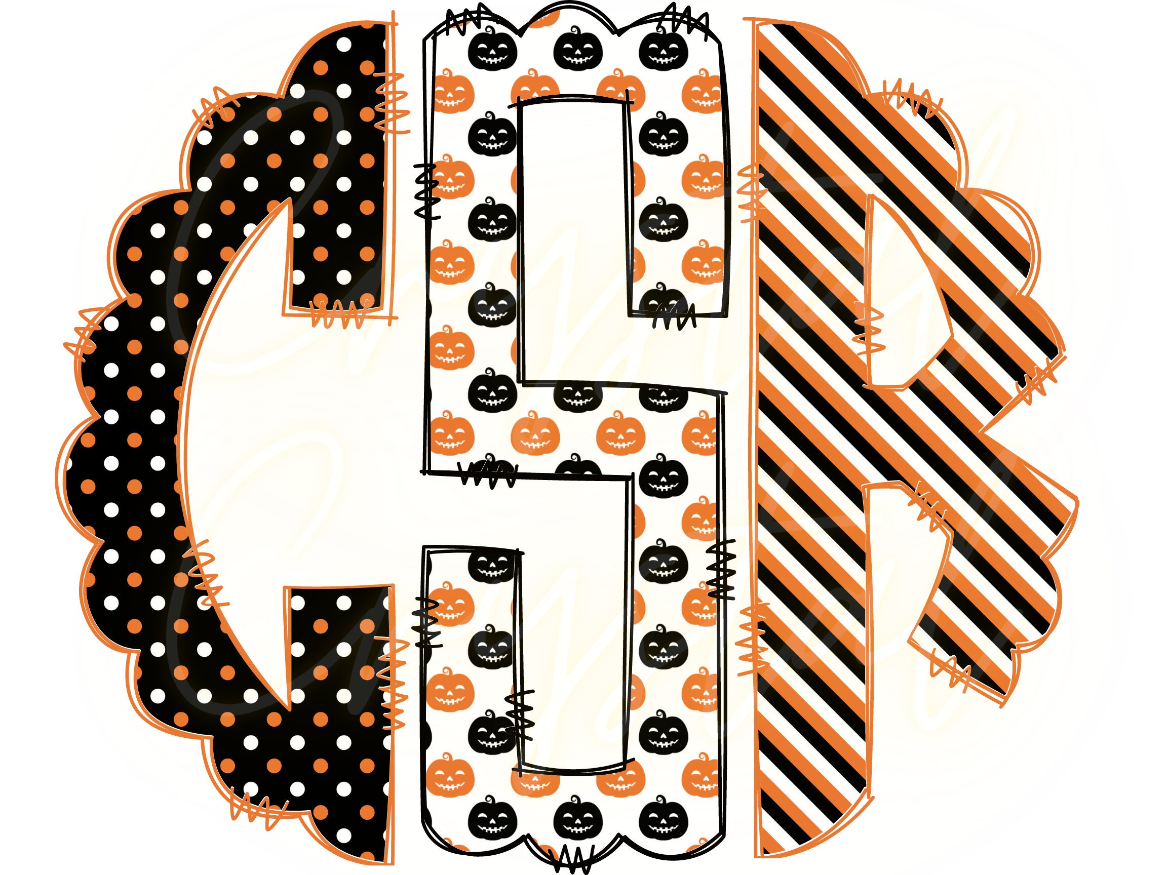 Halloween Custom Monogram PNG Halloween Pumpkins Custom - Etsy