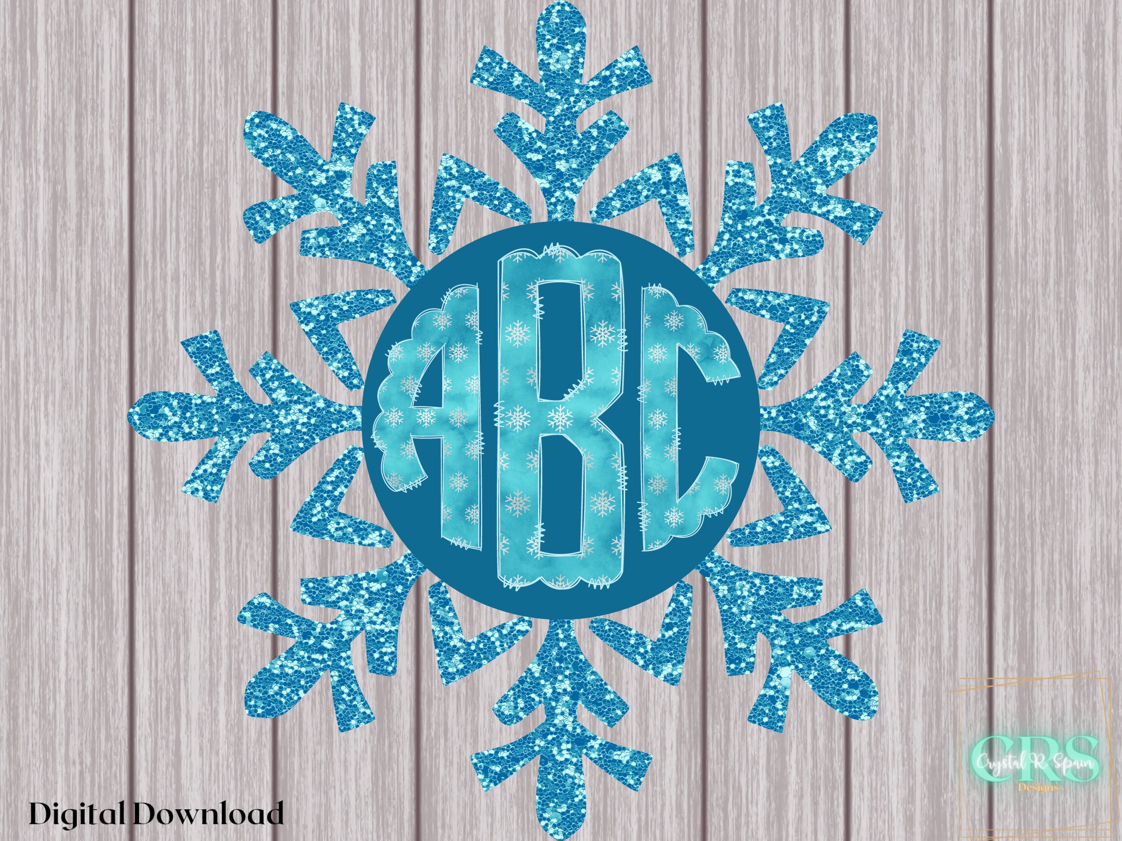 Icy Blue Snowflake Custom Monogram PNG Winter Snowflake Single Custom ...