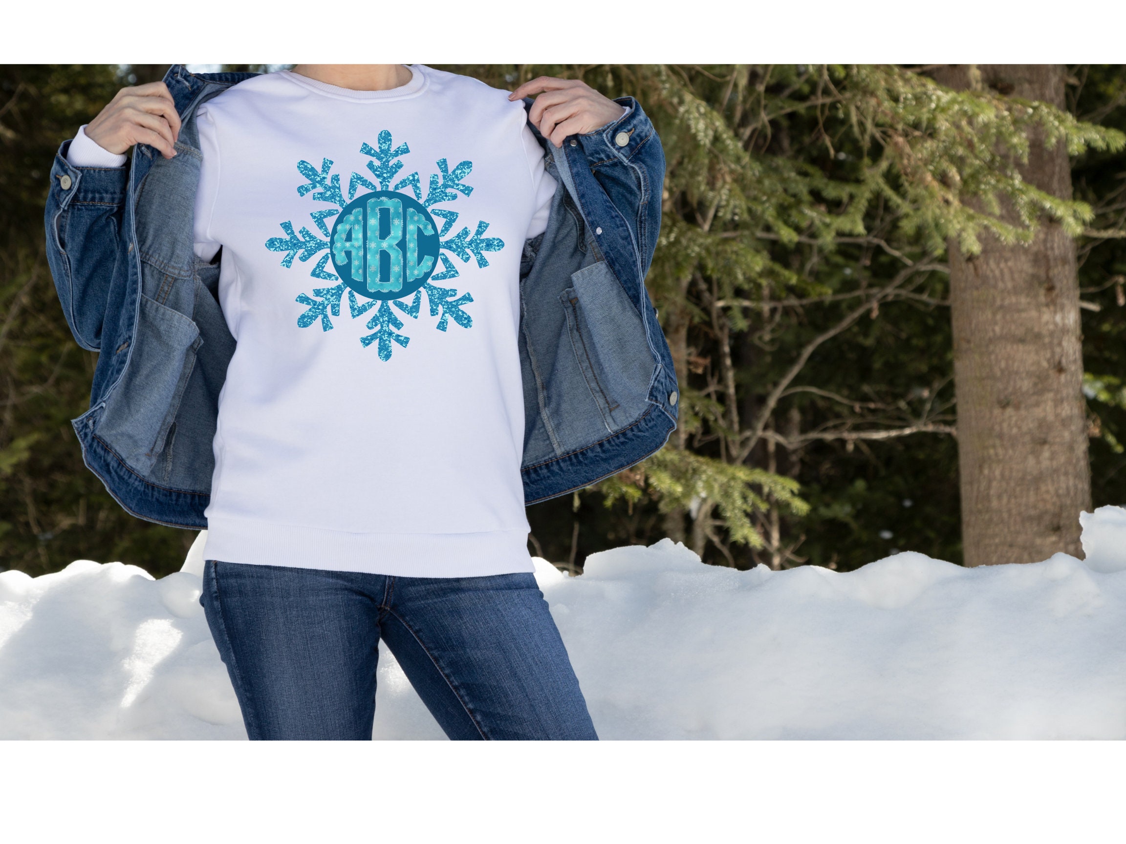 Icy Blue Snowflake Custom Monogram PNG | Winter Snowflake Single Custom ...