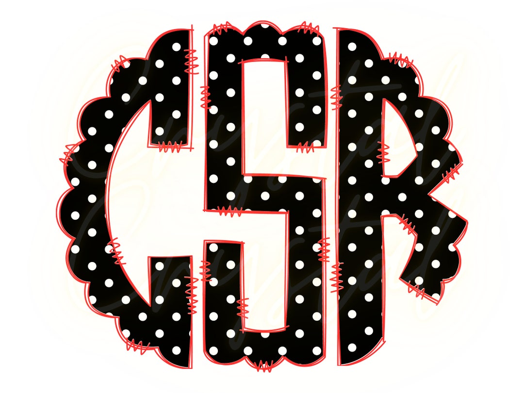 Black Polka Dot Custom Monogram PNG (digital Download) - Etsy