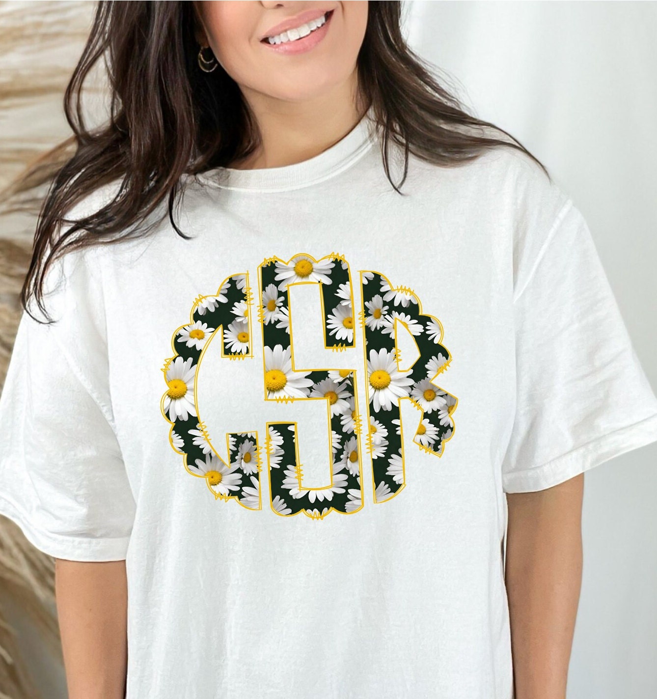 Daisy Single Custom Monogram Personalized Floral Monogram Cute T-shirt ...