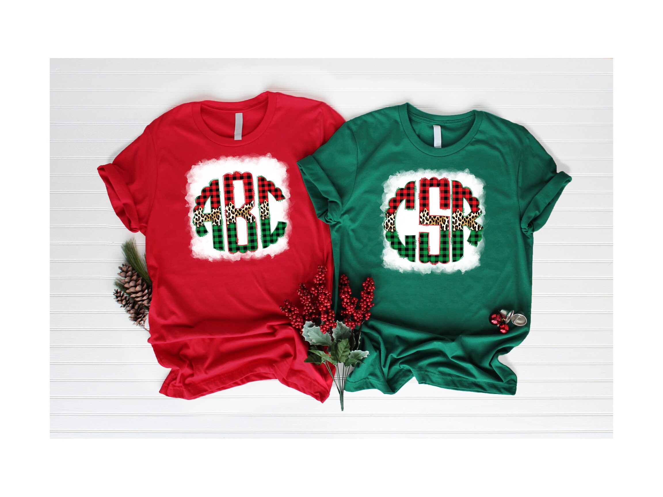 Red & Green Buffalo Plaid Custom Monogram PNG | Buffalo Plaid and ...
