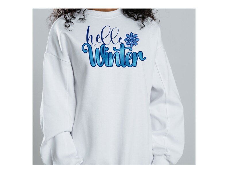 Hello Winter PNG | Icy Blue Winter Theme Sublimation Design | Hello ...