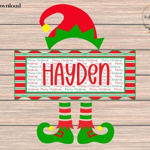 Christmas Elf Custom Name Tag | Holiday Theme Kids Name Tag | Cute ...