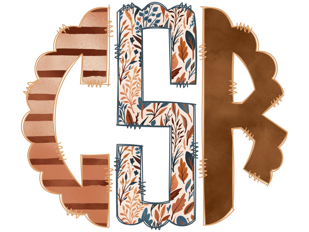 Golden Fall Leaves Custom Monogram PNG | Leaves Monogram PNG | Autumn ...