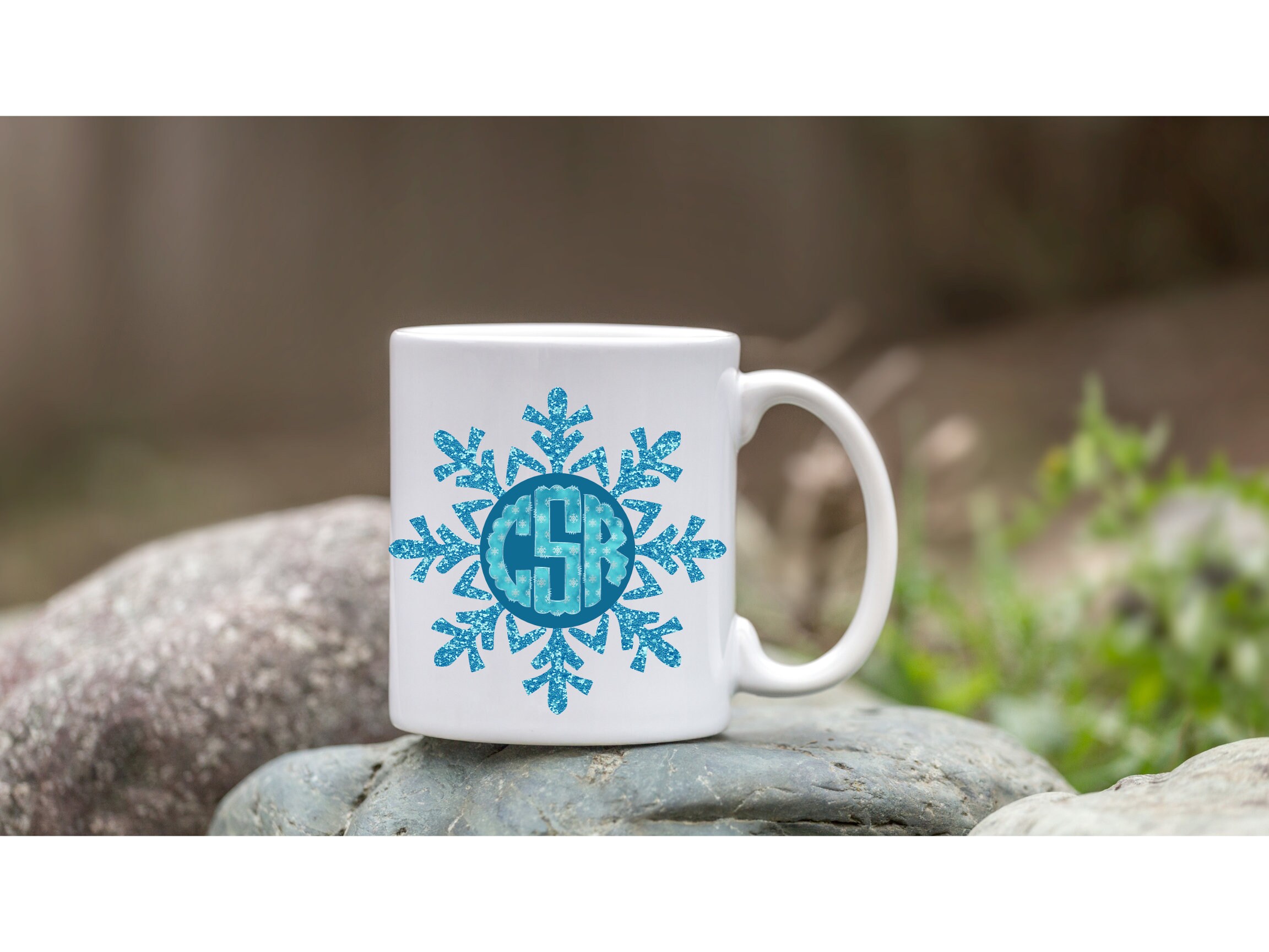 Icy Blue Snowflake Custom Monogram PNG | Winter Snowflake Single Custom ...