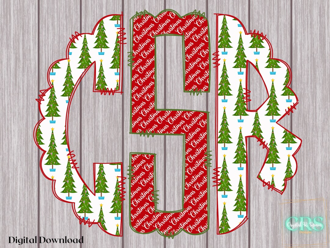 Christmas Tree Custom Monogram PNG Merry Christmas Single Custom ...